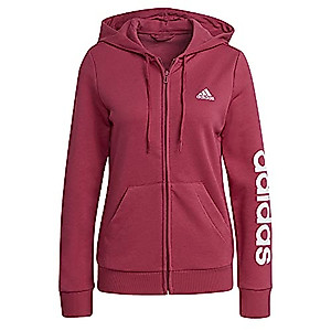 adidas Womens Essentials Full-Zip Hoodie Wild Pink/White/White Small