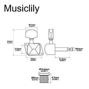 Musiclily 3L+3R Semi-closed Guitar Tuners Guitar String Tuning Pegs Keys Machine Heads Set for Epiphone Les Paul SG Style Electric Guitar or Acoustic Guitar Replacement, Chrome