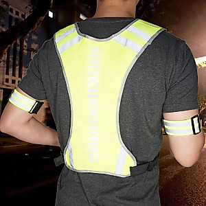 TOURUN Reflective Running Vest Gear with Pocket for Women Men Kids, Safety Reflective Vest Bands for Night Cycling Walking Bicycle Jogging
