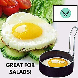 Emoly Professional Stainless Steel Egg Ring Set, 2 Pcs Round Breakfast Household Mold Tool Cooking Tool Omelette for Fried Egg McMuffin Sandwiches (Black)