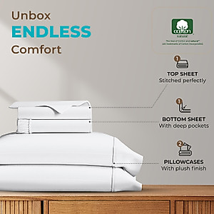 THREAD SPREAD 100% Egyptian Cotton Sheets King Size - 800 High Thread Count Sheets King, 4 PC White Luxury Hotel King Size Sheets Set, 16" Deep Pocket Sateen Weave Extra Soft Cooling Bed Sheet Sets