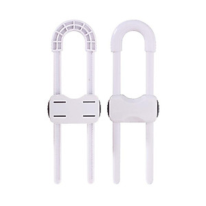 Child Safety Locks for Cabinets and Drawers 10 Pieces- Adjustable U-Shaped Safety Cabinet Locks for Babies - White baby proof cabinet locks for Doors and Drawers Pieces (10)