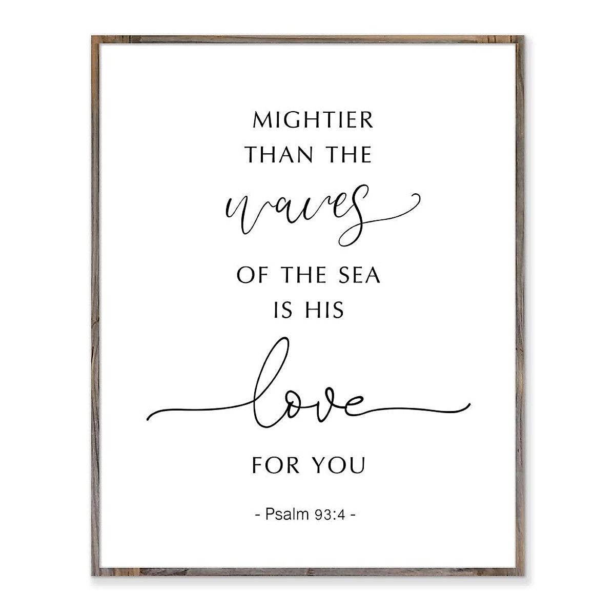 Mightier Than The Waves Of The Sea Scripture Nursery Sign Above Crib Psalm 93 4 Bible Verse Print Modern Calligraphy Sign for Kids Without Frame - 8x10"