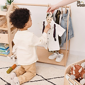 Personalized Small Clothes Rack for Hanging Clothes - Kids Dresser Dress Up Rack For Little Girls Clothing Rack for Kids Boys Toddler - Montessori Shelf Wardrobe Closet For Baby Clothes Kids Furniture