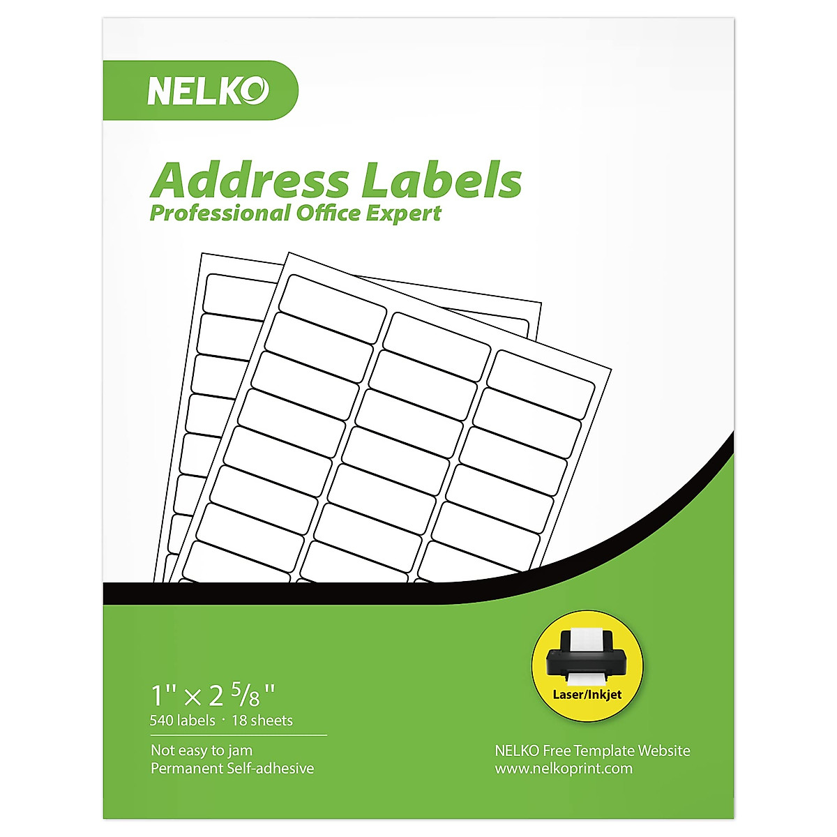 Address Labels, 1" x 2-5/8" NELKO Shipping Address Labels for Laser & Inkjet Printers