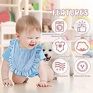 JaGely 12 Piece Baby Muslin Bibs Bandana Drool Bibs for Boys and Girls Soft Adjustable Baby Bibs Cotton Teething and Drooling Bibs for Baby Toddler Infant