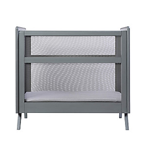 BreathableBaby Breathable Mesh 2-in-1 Mini Crib with Mattress — Gray — Two Adjustable Mattress Heights — Greenguard Gold Certified