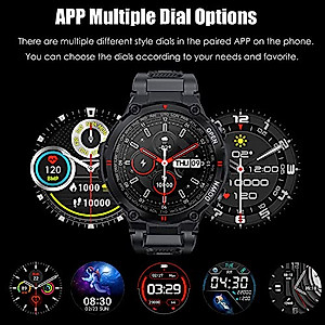 Military Smart Watch for Men Outdoor Waterproof Tactical Smartwatch Bluetooth Dail Calls Speaker 1.3'' HD Touch Screen Fitness Tracker Watch Compatible with iPhone Samsung