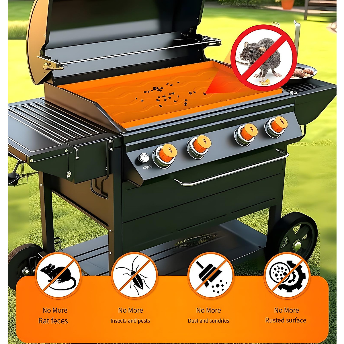 28'' Griddle Silicone Protective Mat Cover for Blackstone 28 Inch Gas Griddle, Heavy Duty Food-grade Silicone Griddle Mats Cover Grill Protective Covers Keep Flat Top Clean Critter-Rust Free -Orange