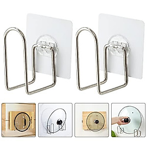 Hemoton 8 Pcs Wall Mounted Pot Lids Holder Wall Door Mounted Pan Lid Cover Hanger Rack Kitchen Utensil Cutting Board Organizer for Home and Kitchen Use