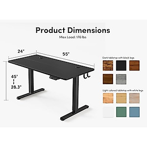 FEZIBO Electric Standing Desk, 55 x 24 Inches Height Adjustable Stand up Desk, Sit Stand Home Office Desk, Computer Desk, Espresso