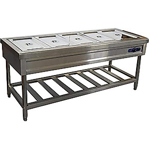 INTBUYING 72 inch 5 Pan Restaurant Electric Steam Table Buffet Food Warmer 110V with Pans