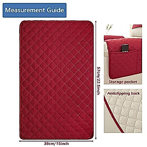 KOFOT Recliner Armrest Cover, 3 Pieces Armrest Cover with Side Pocket Recliner Chair Arm Covers Quilted Headrest Cover Furniture Protector -H