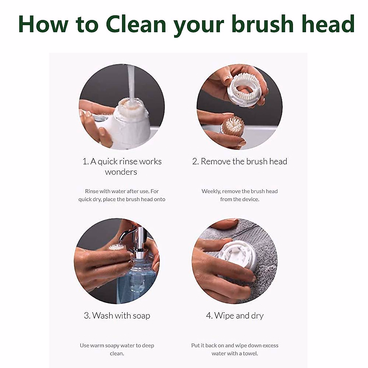 Facial Cleansing Brush Head Replacement, Facial Cleanse Brush Head, Normal Sensitive Facial Brush Heads, for Acne Prone, Clogged, Enlarged Pore, Deep Pore Sensitive Skins (White/2Pack)