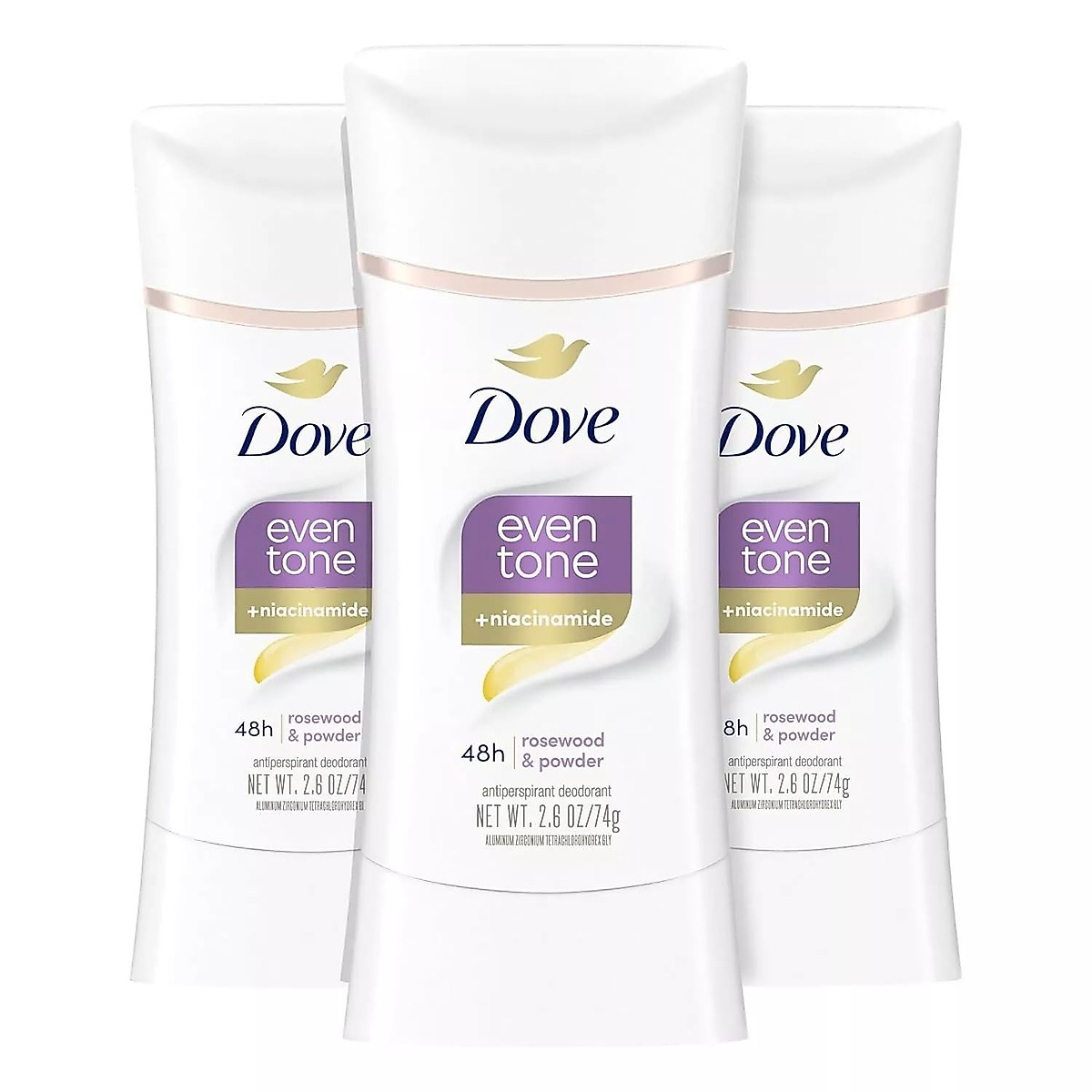 Dove Even Tone Antiperspirant Deodorant for Uneven Skin Tone Restoring Powder Sweat Block for All-Day Fresh Feeling 2.6 oz 3 Count