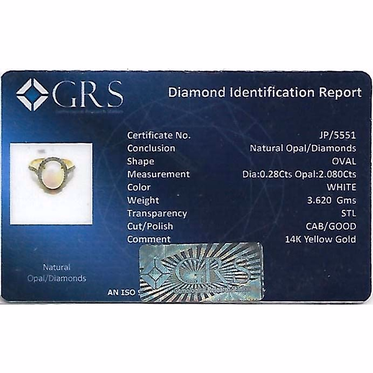 Certified 14K Yellow Gold with 1.6 cts Opal Cabochan Real Gemstone and 0.23 carats Natural diamonds (H-I color, VS2-SI1 Clarity) Engagement wedding Ring For Women