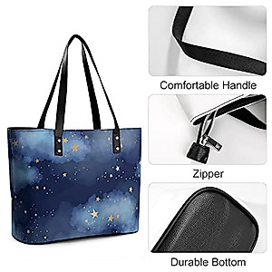 Womens Handbag Stars And Clouds Leather Tote Bag Top Handle Satchel Bags For Lady
