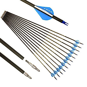 300-Spine Arrow 28-Inch Arrow Target Practice Arrow Hunting Arrow Carbon Arrows Compound Bow Recurve Bow Adult Youth Archery Indoor Outdoor Shooting Bullet Field Tip 18pc Style1