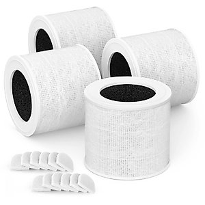 Core Mini Replacement Filter Compatible with LEVOIT Air Puri-fier Core Mini-RF, 3-in-1 HEPA Filter Combined with Pre-filter and Carbon Filter, 4-Pack with Extra 12-Pieces Essential Oil Pad
