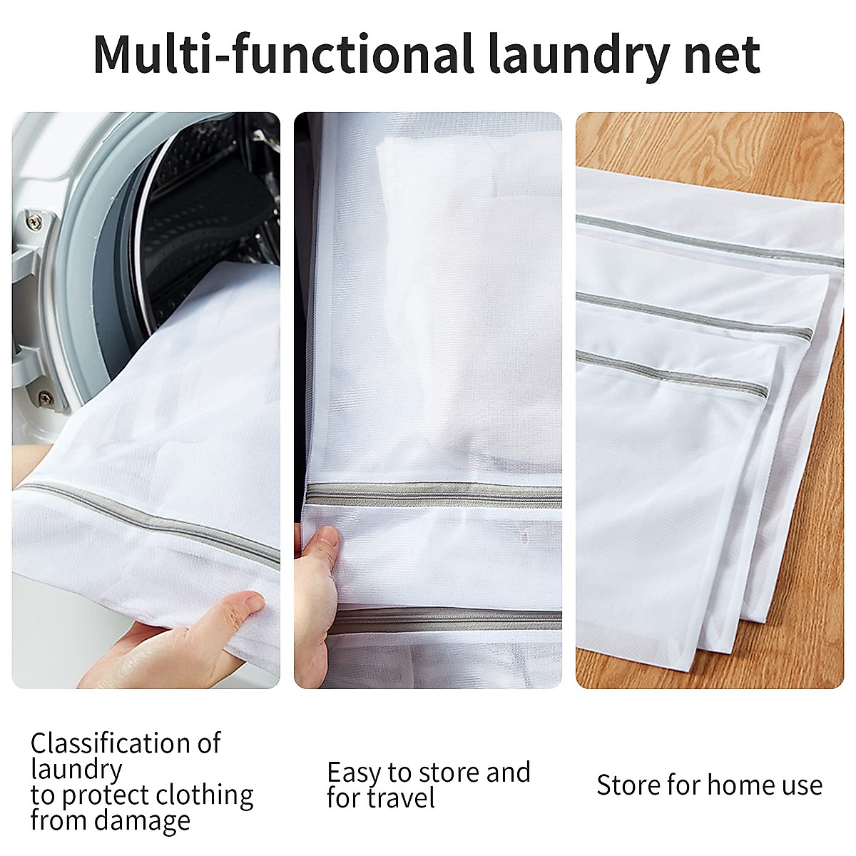 Mesh Laundry Bags for Delicates with Non Rust Zipper(10 Pack)-MDSXO White Delicate Laundry Wash Bags, Easy Fit Bra, Sock,Lingerie,Sneaker,Baby Laundry for Washing Machine Travel Storage[1XL/3L/3M/3S]