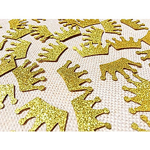 Famoby 100pcs/pack Gold Glittery Prince King Crown Confetti for Baby Shower Party Decorations