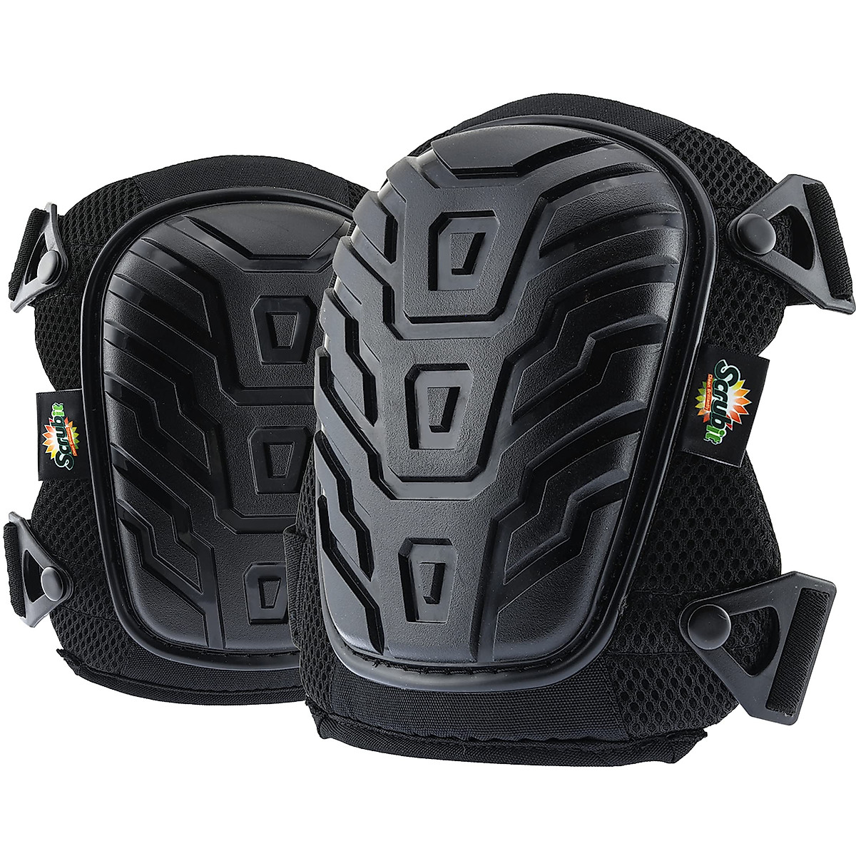 Knee Pads for Work - Universal Fit for Men and Women - Professional Poly-Shield Knee Pads With Gel-Padded Cushion - Construction Knee Protector With Adjustable Buckle Closure & Non-Slip Straps