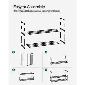 SONGMICS Shoe Rack, 2 Tier Shoe Organizer, Metal Shoe Storage Shelf for 10 Pairs of Shoes, Easy to Assemble, Entryway, Black ULSA12BK