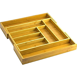 Home-it Expandable use for, Utensil Flatware Dividers-Kitchen Drawer Organizer-Cutlery Holder, Bamboo
