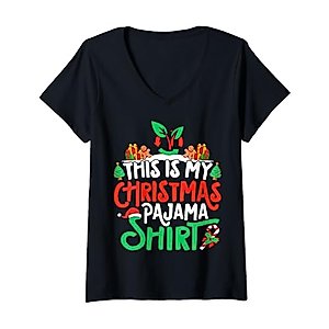 Composting Christmas Pajama Shirt Gardener Xmas Party V-Neck T-Shirt