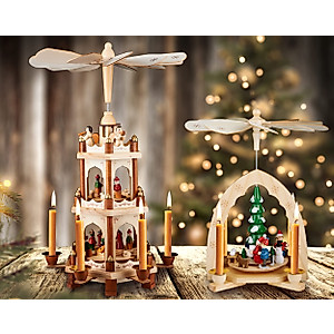 Eika Premium 10% Beeswax Tree Candles - Pack of 20 Honey Colored Natural Christmas Wax Candles for Pyramids, Carousels & Chimes - Made in Europe