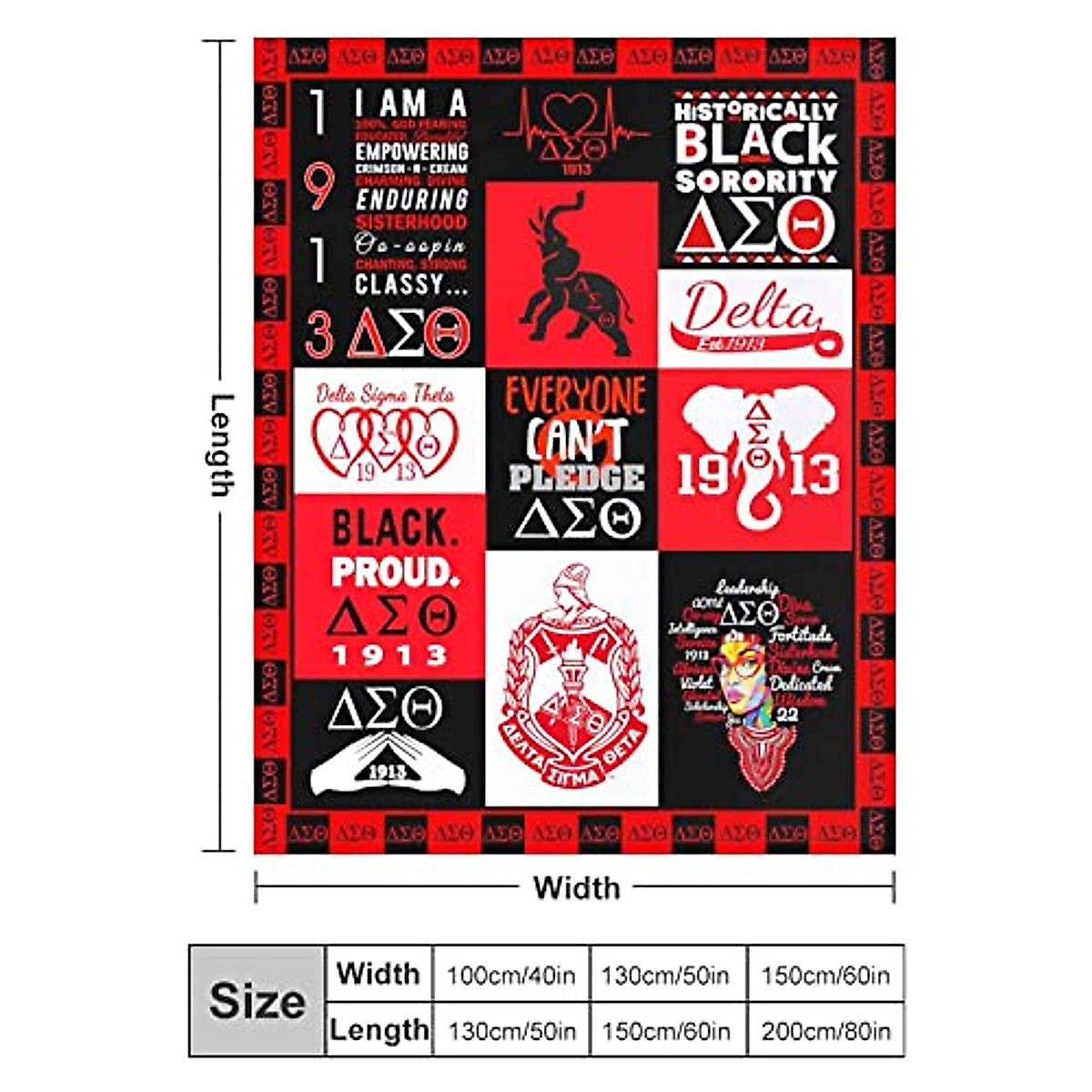 Sorority Gifts Blanket Throws Flannel Fleece Blankets Lightweight Comfortable Warm Gifts for Women Girls Bed Sofa Living Room 50"X40"