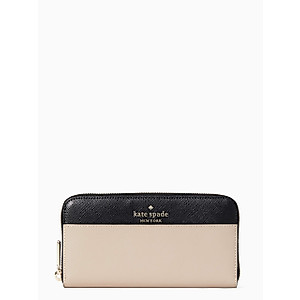 Kate Spade New York Cameron Street Lacey, Staci Beige Multi-Compartment Saffiano Leather Zipper Wallet for Women