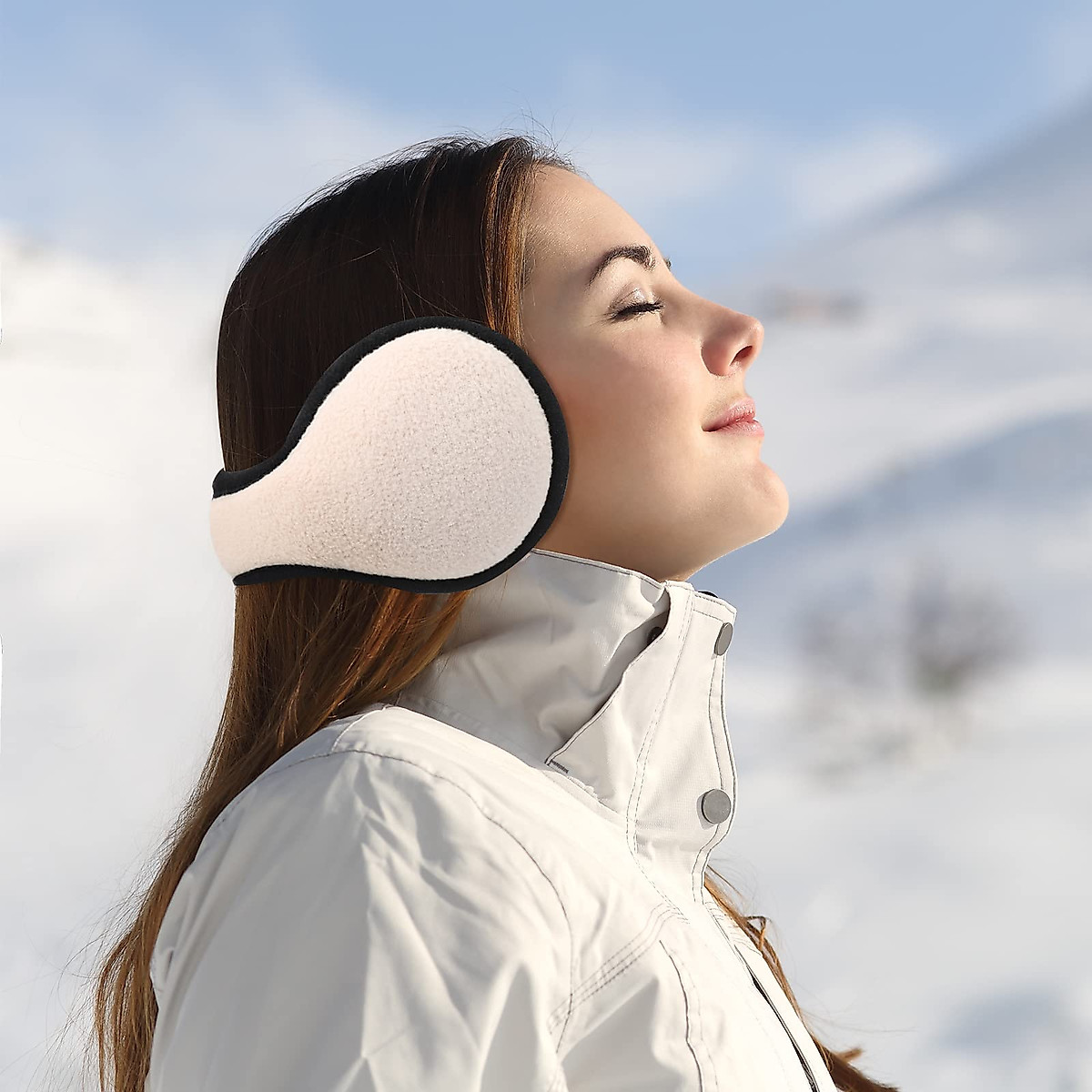 5 in 1 Women Soft Warm Thick Cable Knitted Beanie Hat Scarf Gloves Socks Earmuff Set Thickened Lining Cap Touchscreen Gloves (Beige, Khaki)