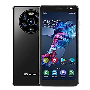 SHYEKYO Smartphone, Mate40 Pro 5.45in Dual Card Dual Standby Unlocked Cellphone, HD Large Screen Face Unlock Smartphone, for Android (Black)