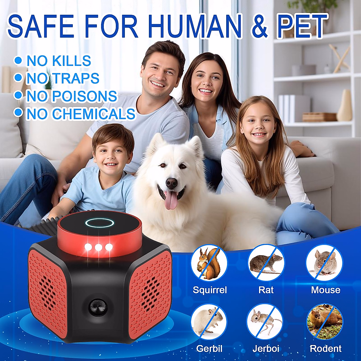 Mouse Repellent Ultrasonic Plug in, Mice Repellent Ultrasonic Rodent Control Squirrel Repellent Rat Repellent for House, Bat Removal Attic Home Basement Garage Rvs