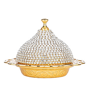 Alisveristime Ottoman Turkish Greek Arabic Espresso Coffee Cups with Saucer and Lid (Crystal Set) (Set of 2) (Gold)