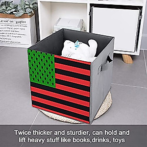 African American Flag Large Cubes Storage Bins Collapsible Canvas Storage Box Closet Organizers for Shelves
