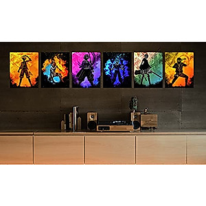 MTEBOCC Anime Poster Pack Teens Posters Bedroom Art - Room Decor Give Boy Gifts Canvas Wall Art Paintings Canvas HD Picture prints Set of 6 Unframed 8X10in