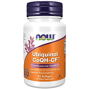NOW Foods Supplements, Ubiquinol CoQH-CF™ (the Active Form of CoQ10 - 50 mg with Superior Bioavailability), 60 Softgels