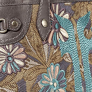 Frye womens Melissa Embroidery Carryall Tote, Carbon Multi, One Size US