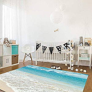 Gsypo Summer Indoor Modern Contemporary Area Rug, Tropical Ocean Beach Sea Water Ultra Soft Non-Shedding Carpet Floor Mats Stain Resistant Living Room Bedroom Area Rugs Washable 2'x3'