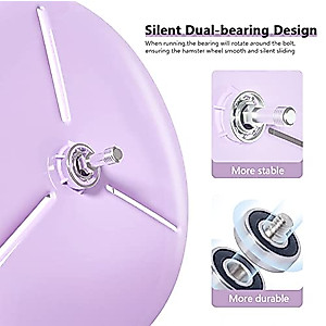 PETSTAY Hamster Wheel Silent Hamster Exercise Wheel with Adjustable Stand and Towel,10.2 inch Quiet Spinner Hamster Running Wheels Hamster Cage Accessories for Small Animals Gerbils Mice (Purple)