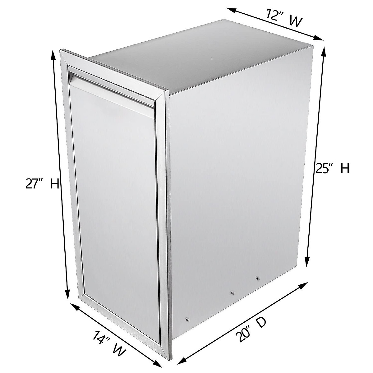 Atatod 14-inch Single Pull-Out Trash can Stainless Steel Outdoor Kitchen Trash can can Store a 10 Gallon Commercial Trash can Without Handle Design