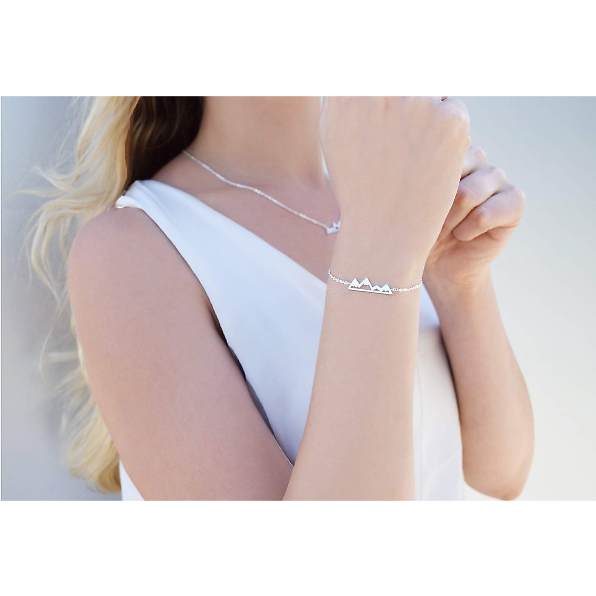 Altitude Boutique Mountain Bracelet, Mountain Jewelry, Snowy Peaks Bracelet for Nature Lovers, Skiers, Hikers, Campers (Silver)