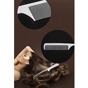 Stainless Steel Hair Combs Anti Static Fine Cutting Comb Wide Fine Teeth Comb Flat Top Comb Rat Tail Comb Barber Teasing Comb for Women Men Hair Types Styles