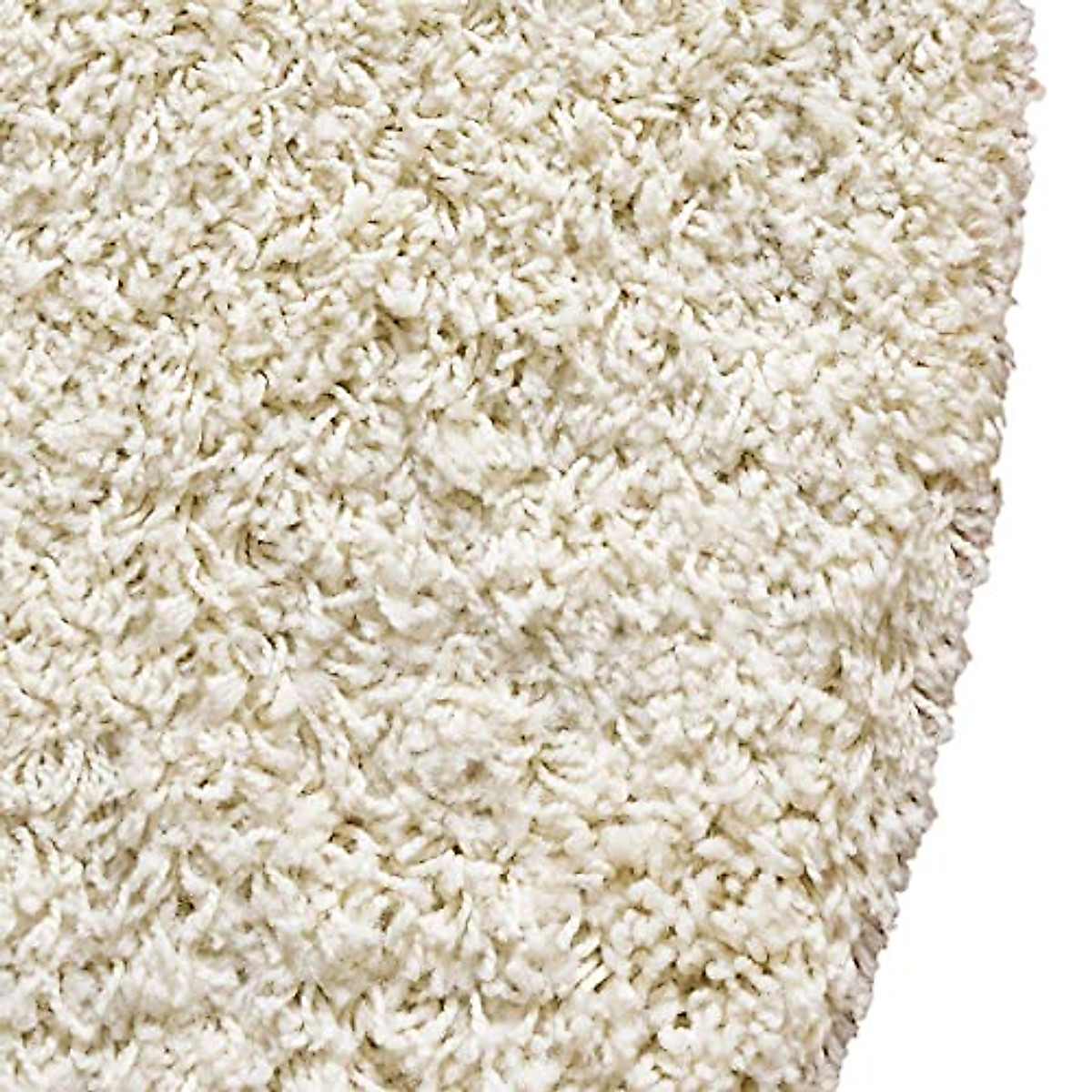 Rugs.com - Über Cozy Solid Shag Collection Rug – 5' x 8' Oval Pure Ivory Shag Rug Perfect for Living Rooms, Large Dining Rooms, Open Floorplans