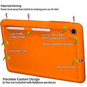 BobjGear Bobj Rugged Tablet Case for Samsung Galaxy Tab S6 Lite 10.4 Models SM-P610, SM-P613, SM-P615, SM-P617, SM-P619 Kid Friendly (Outrageous Orange)