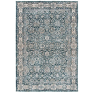 SAFAVIEH Valencia Collection Area Rug - 9' x 12', Blue & Beige, Vintage Oriental Design, Non-Shedding & Easy Care, Ideal for High Traffic Areas in Living Room, Bedroom (VAL570C)