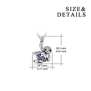 YFN Sloth Gifts Sterling Silver Sloth Necklace Heart Crystal Sloth Jewelry for Women Men Christmas Gifts