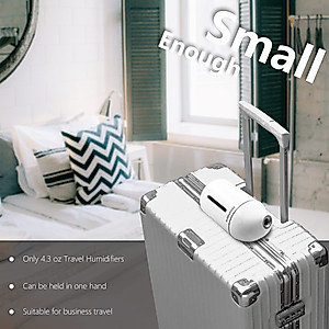 Travel Humidifiers for Hotel, 250ml Mini Humidifier for Plants, USB Personal Small Desktop Humidifier for Baby Bedroom Home Office Car with 7 Colors LED Light, 2 Mist Modes, Super Quiet, White